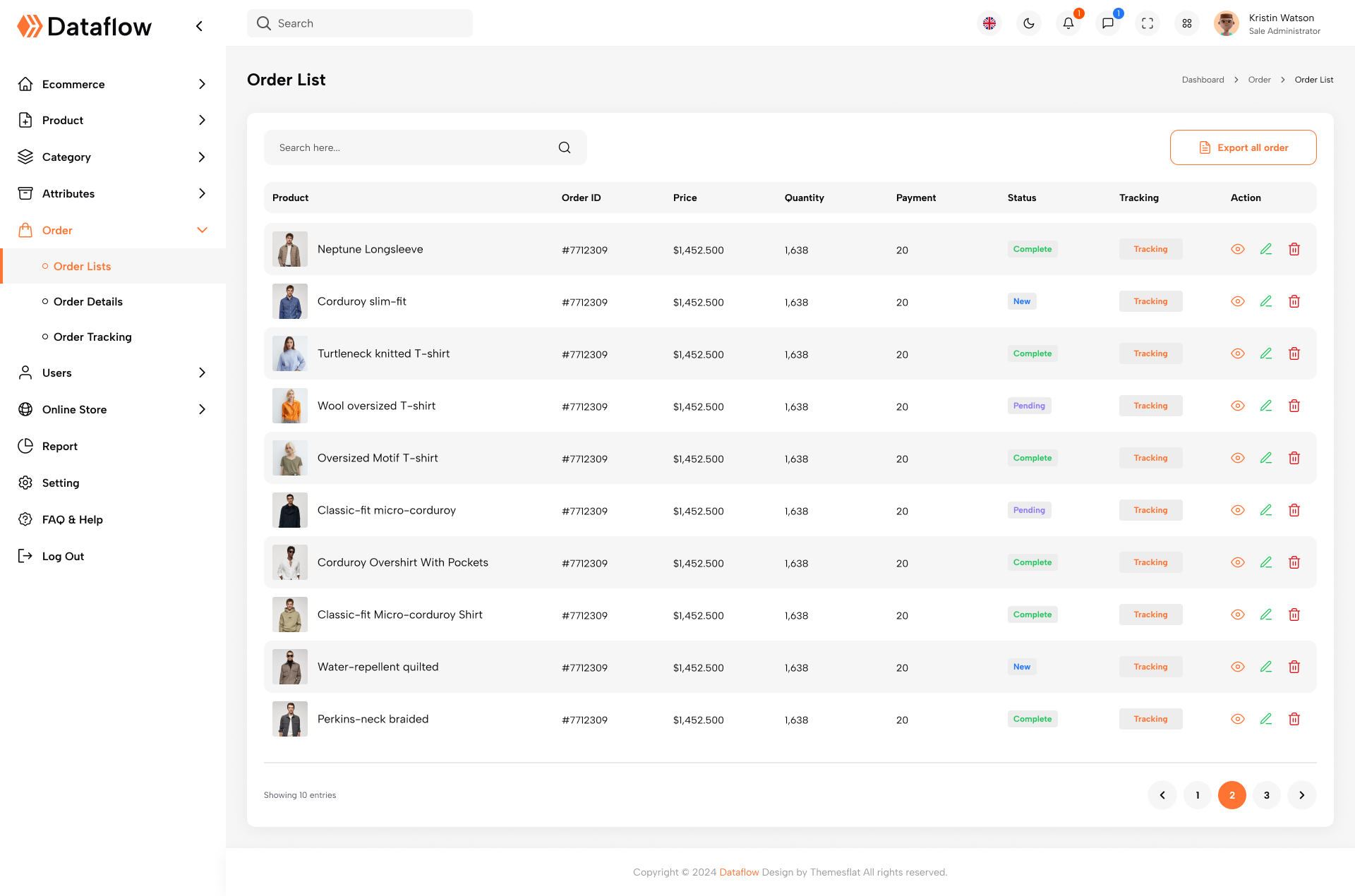 Dataflow - eCommerce Admin Dashboard Figma Template by themesflat | ThemeForest